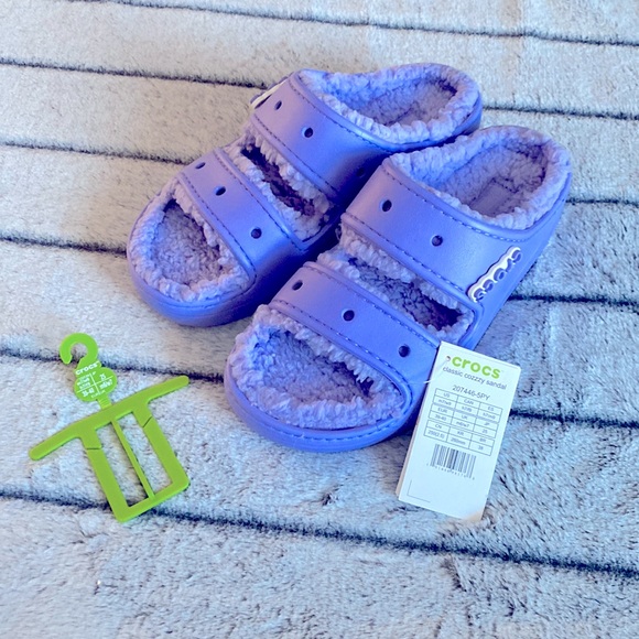 CROCS | Shoes | Crocs Classic Cozzzy Digital Violet Lined Sandals ...